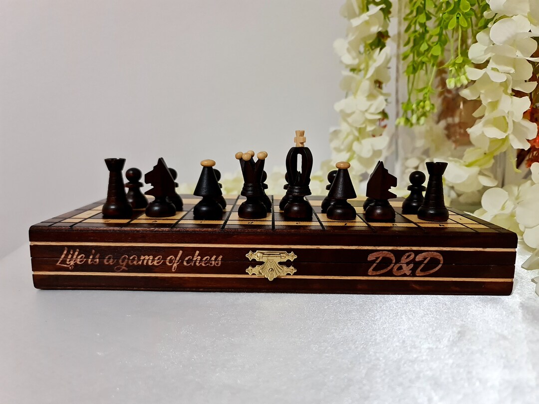 Personalized Wooden Chess Board 31cm, Carved by Hand - Etsy