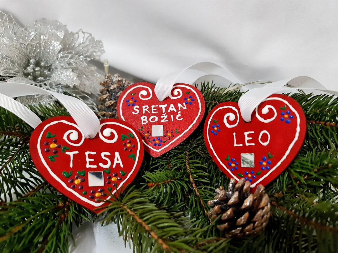 Personalized Licitar Heart, Wooden Christmas Tree Ornament - Etsy