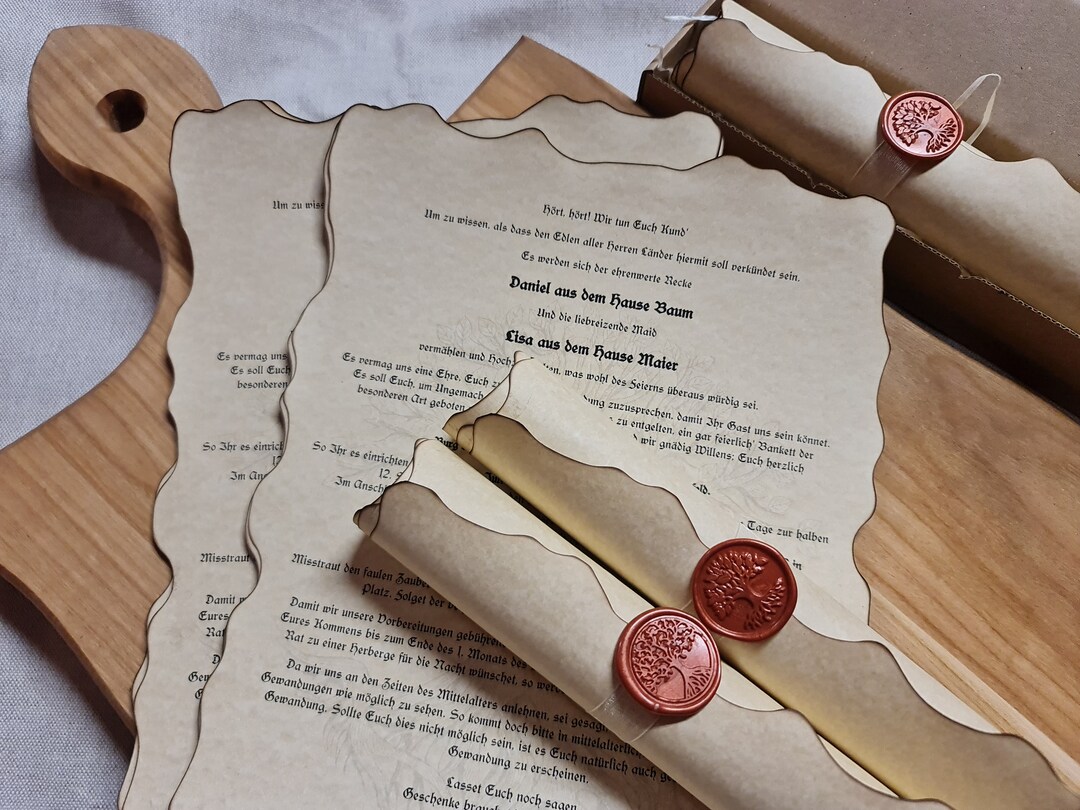 Vintage Wedding Scroll Invitation Handmade With Wax Seal Stamp, 90-100 ...