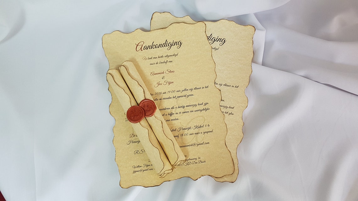 Vintage Wedding Scroll Invitation Handmade With Wax Seal - Etsy