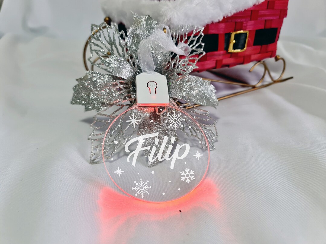 Personalized LED Light-up Christmas Bauble With Name, Ornament, 7 ...