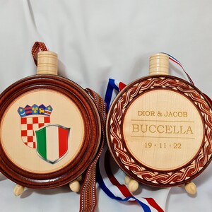 Croatian Cuturica, Size S-XL, Personalized on Both Sides, Wooden Flask ...