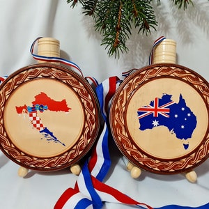 Croatian Cuturica, Size S-XL, Personalized on Both Sides, Wooden Flask ...