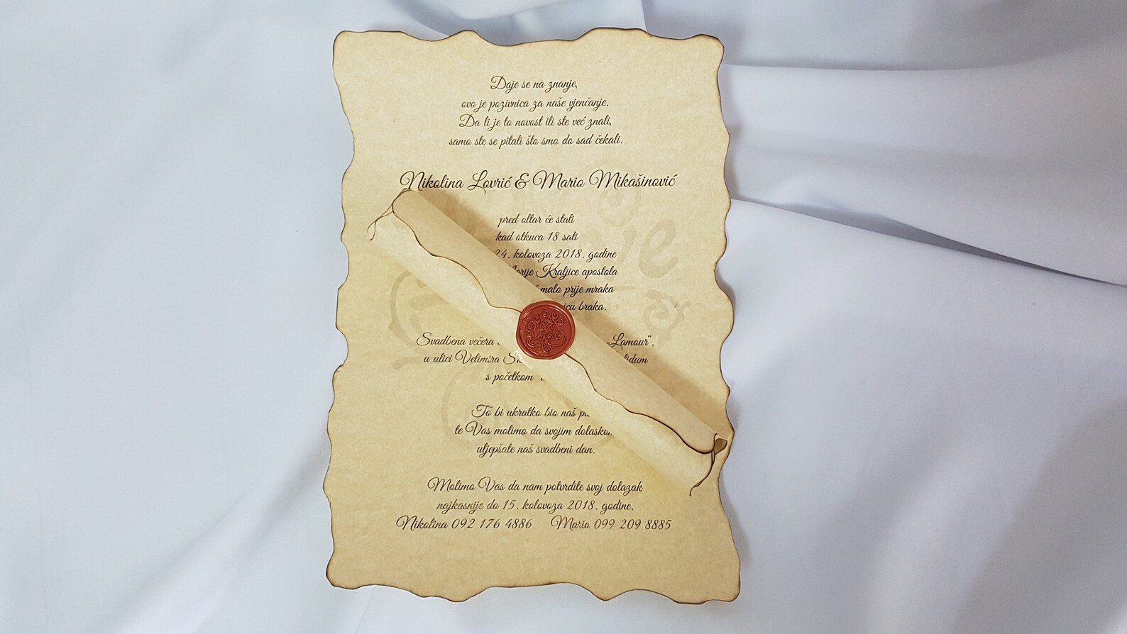 SAMPLE Vintage Wedding Scroll Invitation Handmade With Wax - Etsy UK