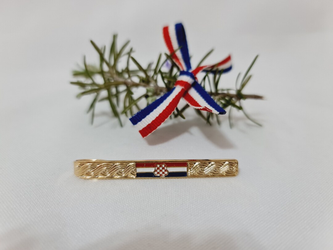 Croatian Tie Bar, Tie Clip With the Old Grb and Croatian Pleter, Gold ...
