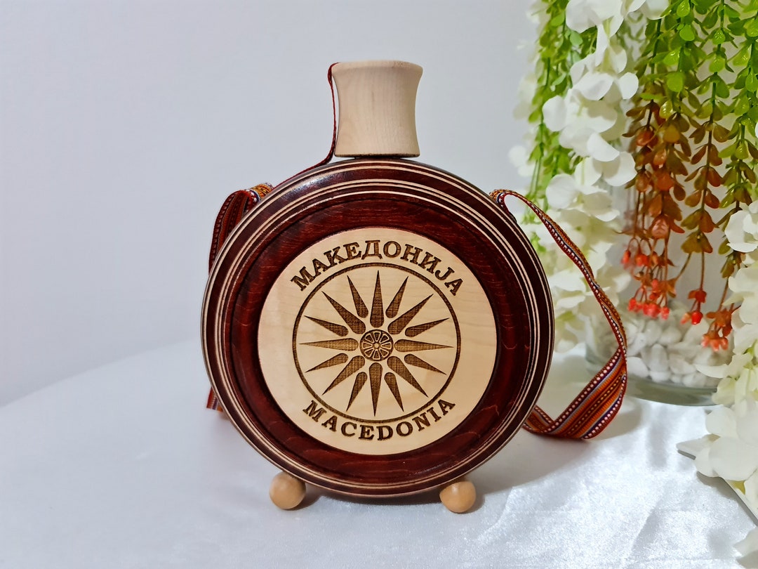 Macedonian Cuturica, Wooden Flask, Personalized on Both Sides, Size S ...