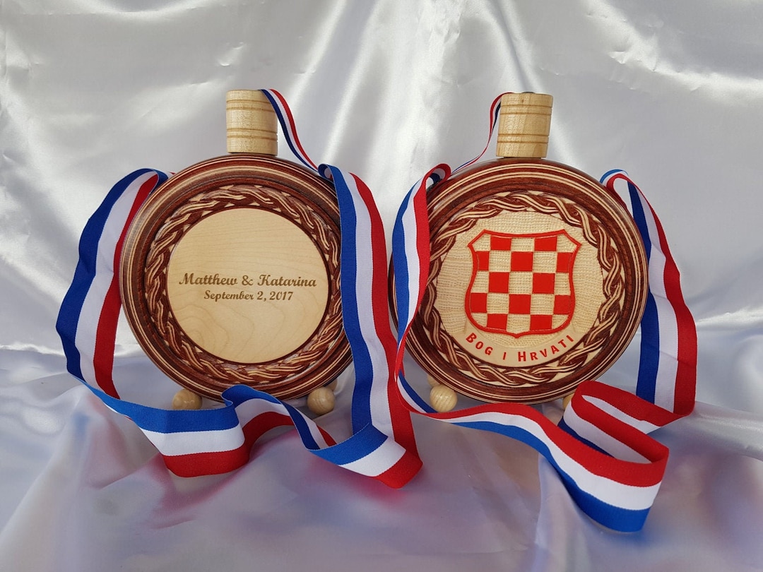 Croatian Cuturica, Size L, 500ml, Old Grb, Wooden Flask, Customized for ...