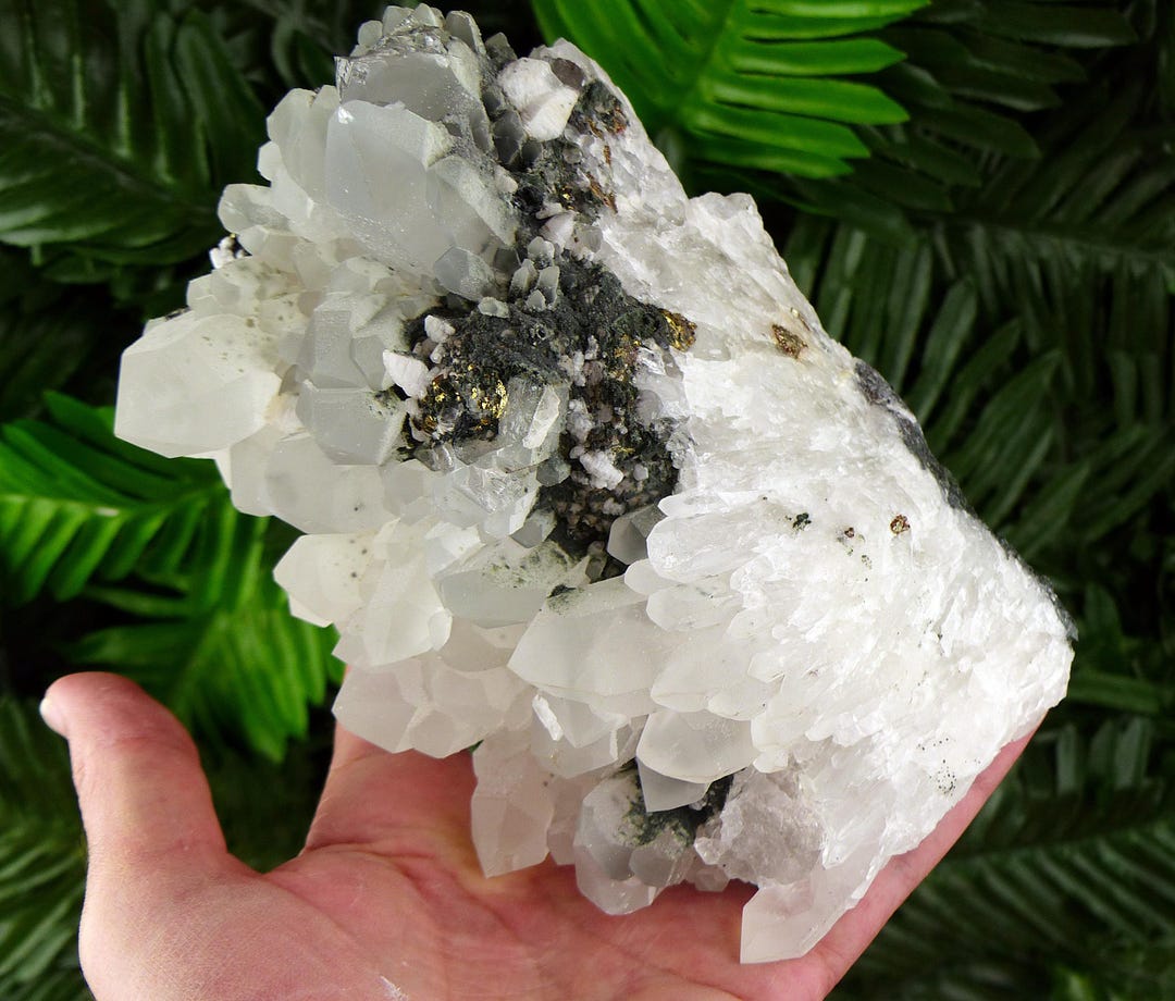 Rare Big Milky Quartz With Chlorite and Chalcopyrite, Raw Crystal ...