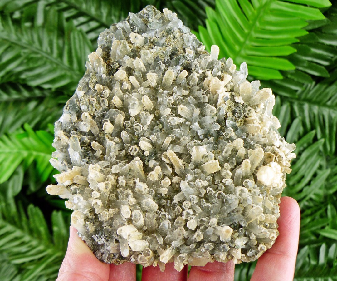 Amazing Clear Quartz With Chlorite and Calcite, Raw Crystal, Natural ...