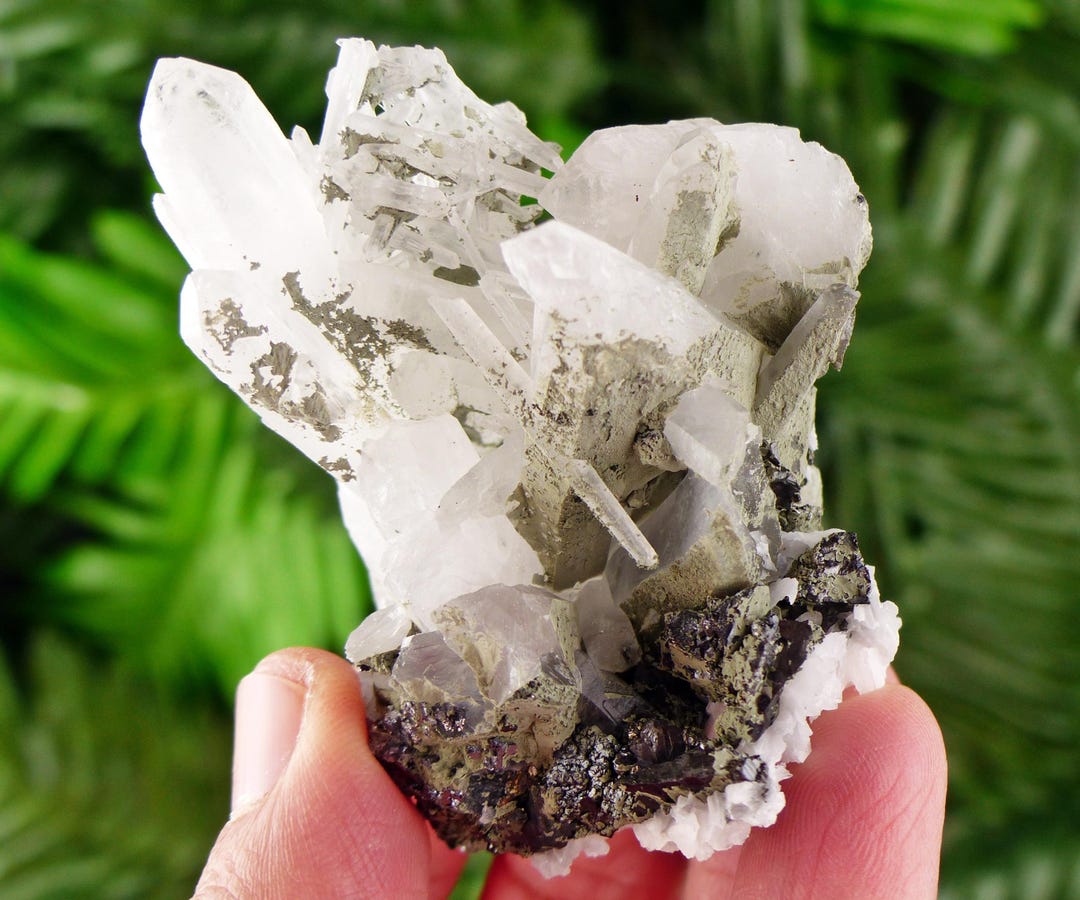 Amazing Quartz With Chlorite and Calcite, Raw Crystal, Natural Mineral ...