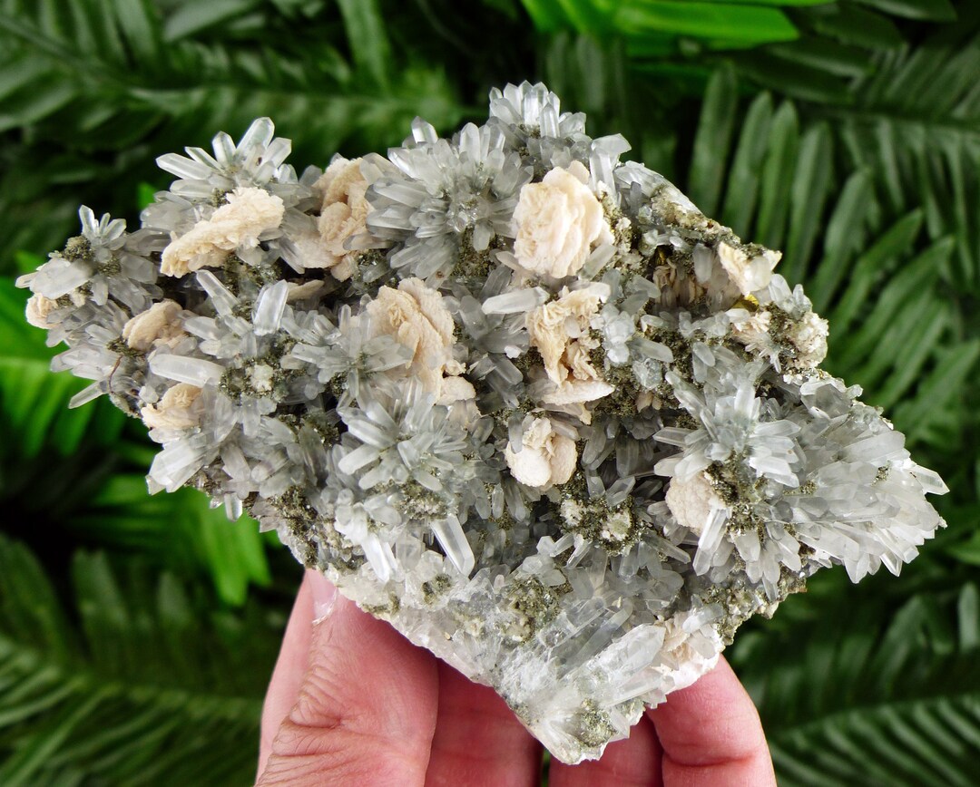 Amazing Clear Quartz With Calcite and Chlorite, Quartz Crystal ...