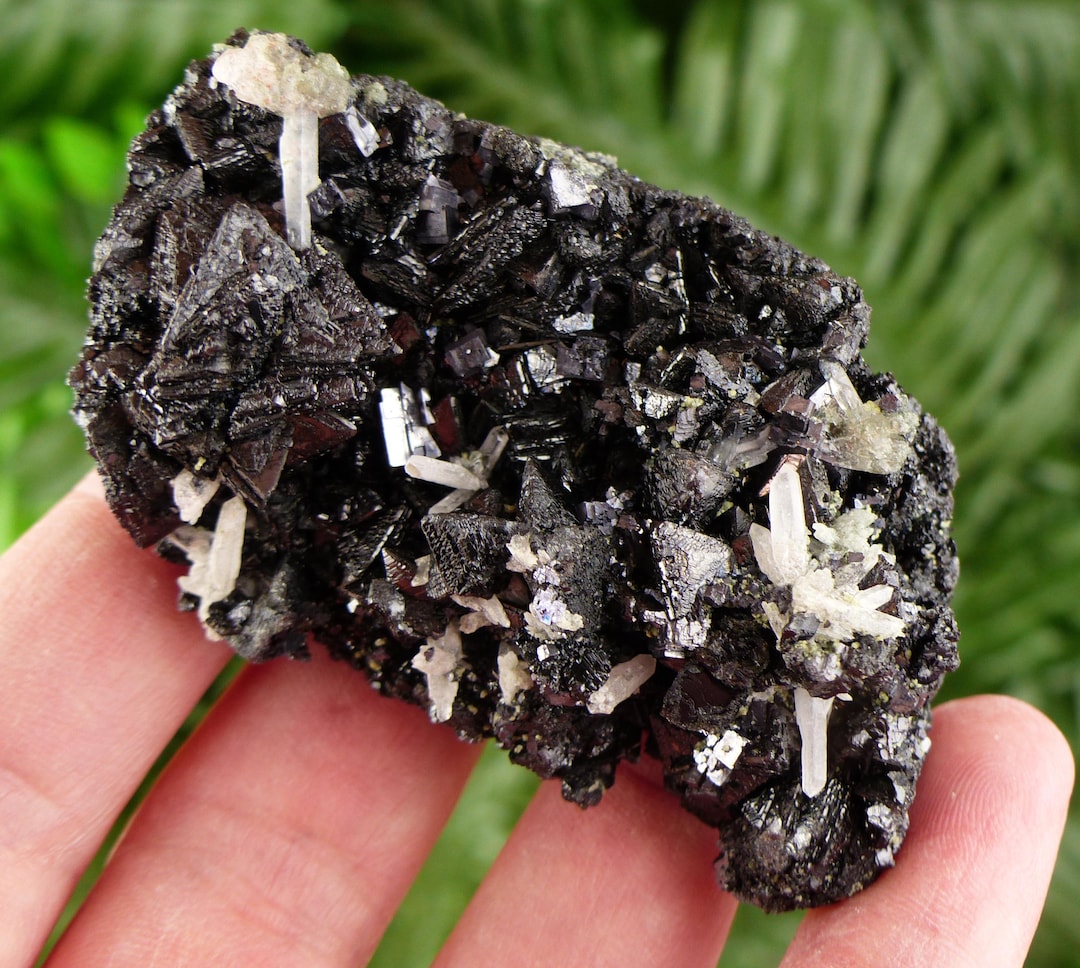 Rare Black Sphalerite Tetrahedrons With Quartz, Raw Crystal, Natural ...
