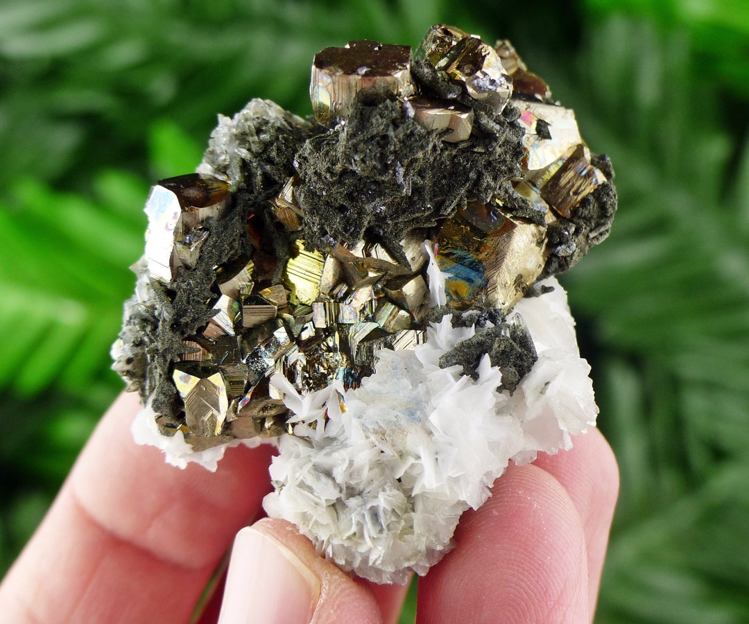 Pyrite With Calcite and Chlorite, Raw Crystal, Natural Mineral ...