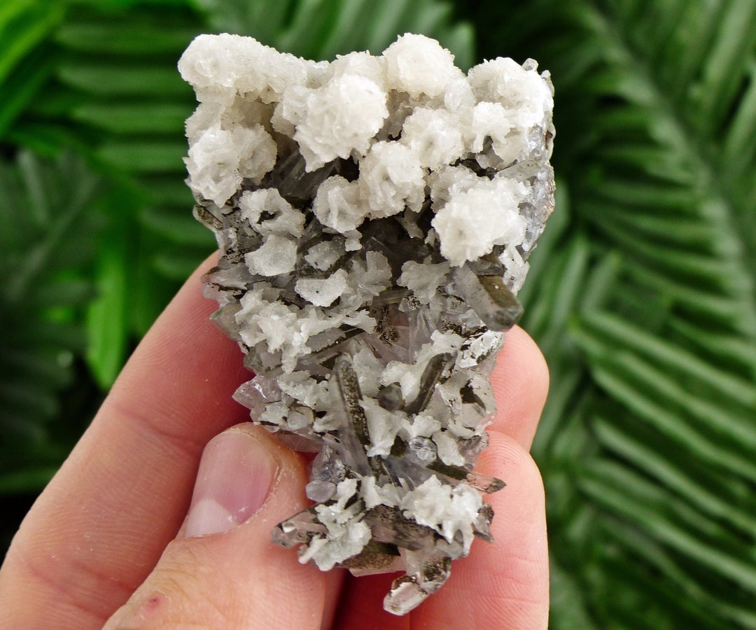 Quartz With Calcite and Chlorite, White Crystal, Green Crystal ...