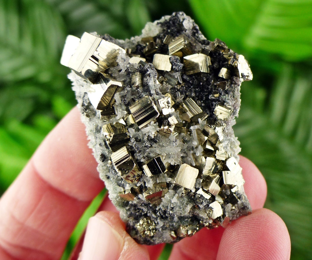 Very Nice Shiny Pyrite Crystals With Quartz, Raw Crystal, Natural ...