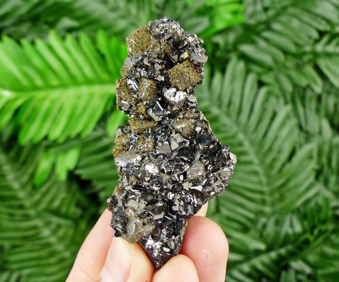 Gem Sphalerite Var. Cleiophane With Pyrite Cubes, Raw Crystal, Natural Mineral, Crystal Cluster ...