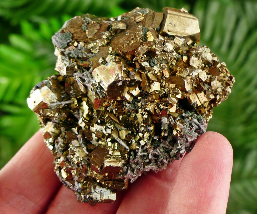 Amazing Pyrite With Quartz and Chlorite, Raw Crystal, Natural Mineral ...