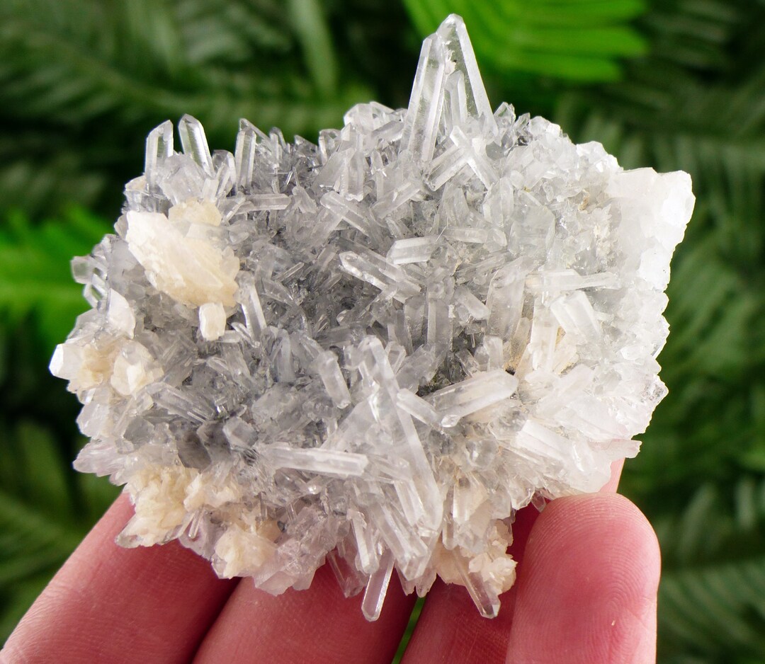 Amazing and Rare Clear Quartz With Calcite and Chlorite, Raw Crystal ...