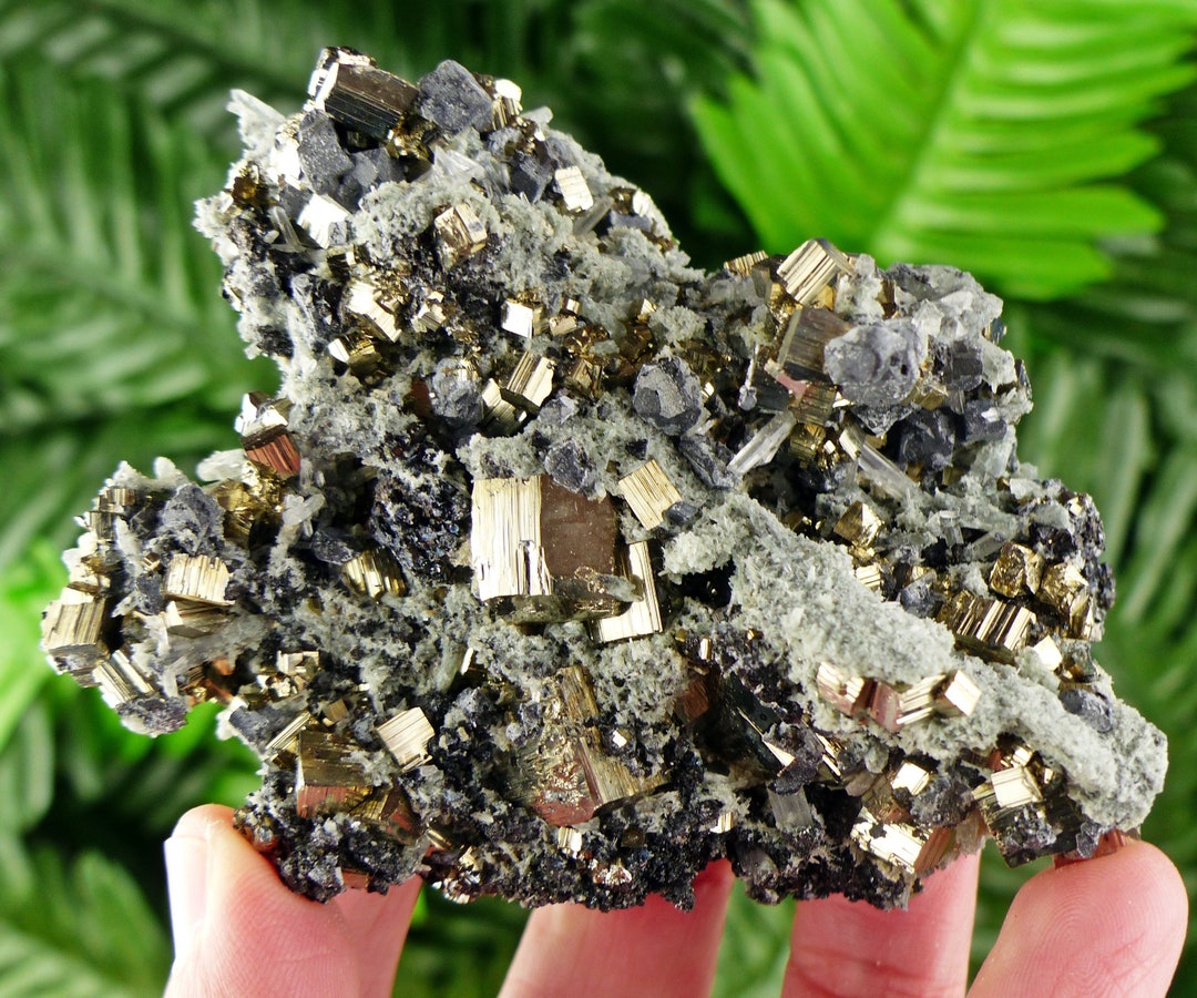 Amazing Quartz With Pyrite, Chlorite and Sphalerite, Raw Crystal ...