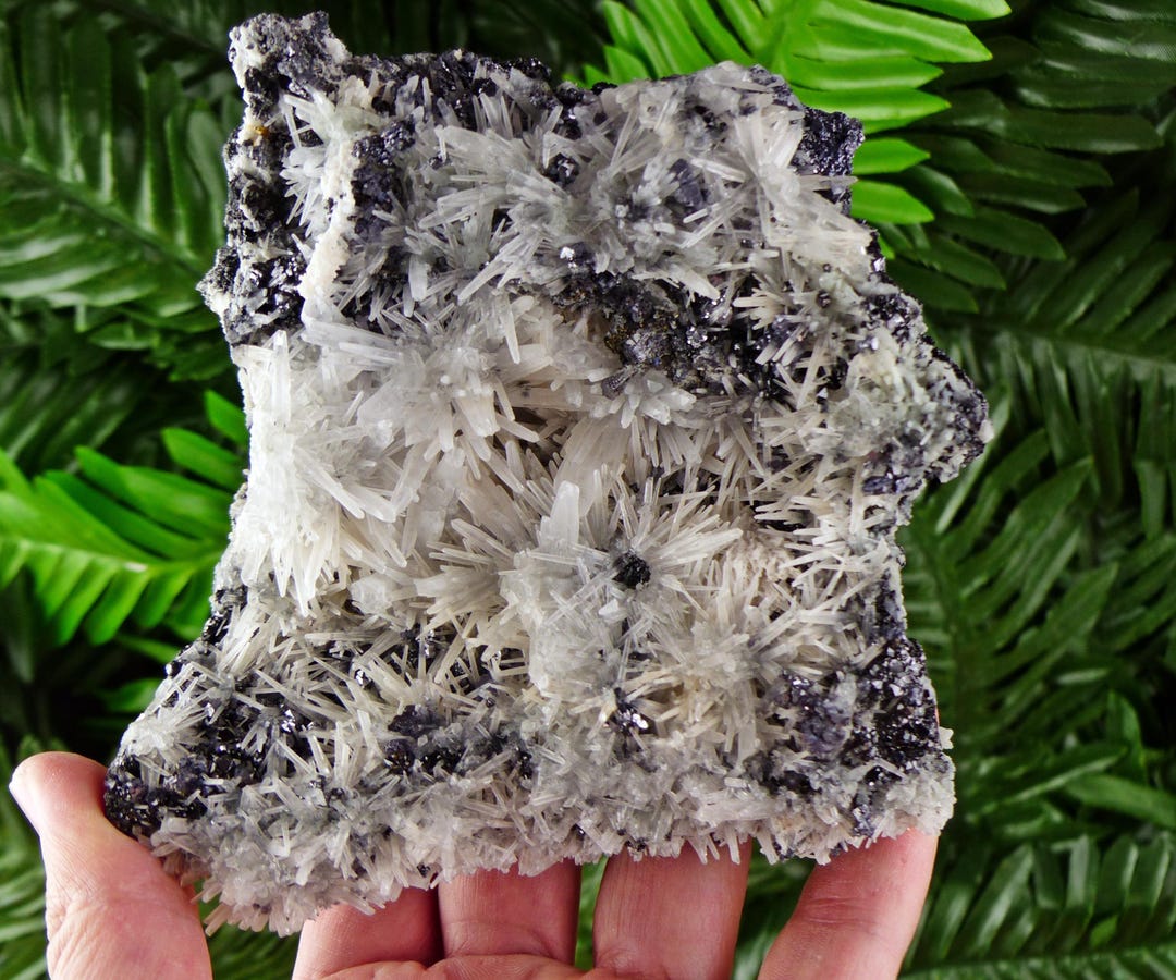 Museum Needle Quartz With Sphalerite and Calcite, Raw Crystal, Natural ...