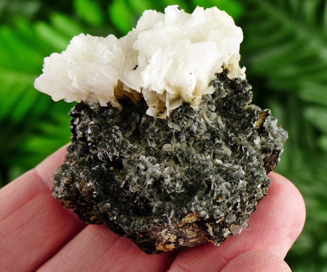 Rare Two Generation Calcite With Chlorite, Raw Crystal, Natural Mineral ...