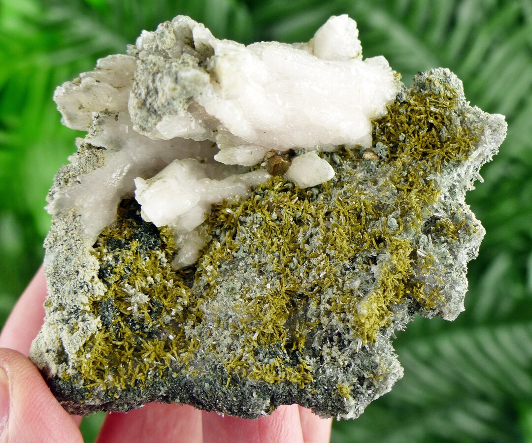 Amazing Calcite With Epidote, Raw Crystal, Natural Mineral, Healing ...