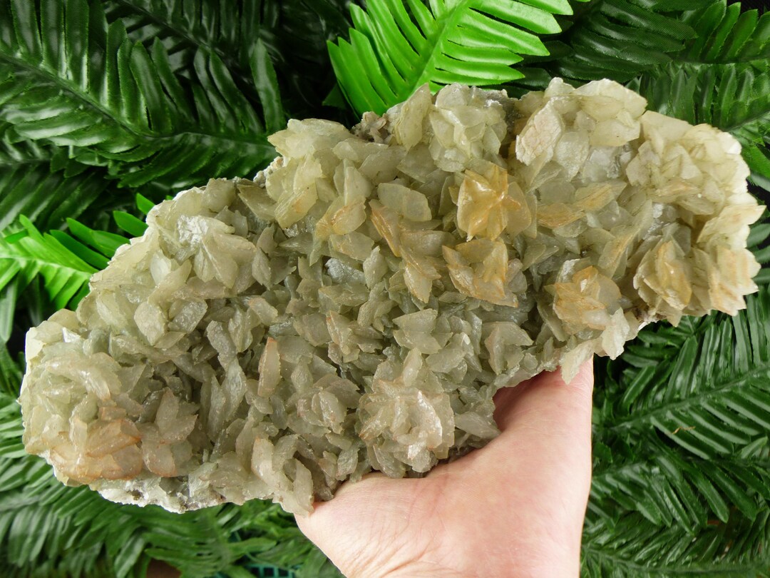 Rare Big Calcite With Chlorite and Iron Oxide, Raw Crystal, Natural ...