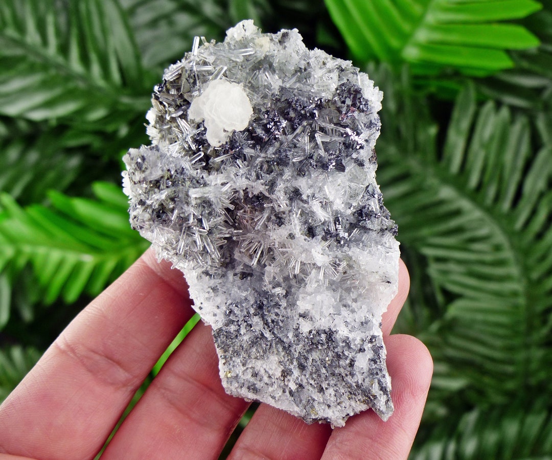 Clear Quartz With Calcite and Galena, Raw Crystal, Natural Mineral ...