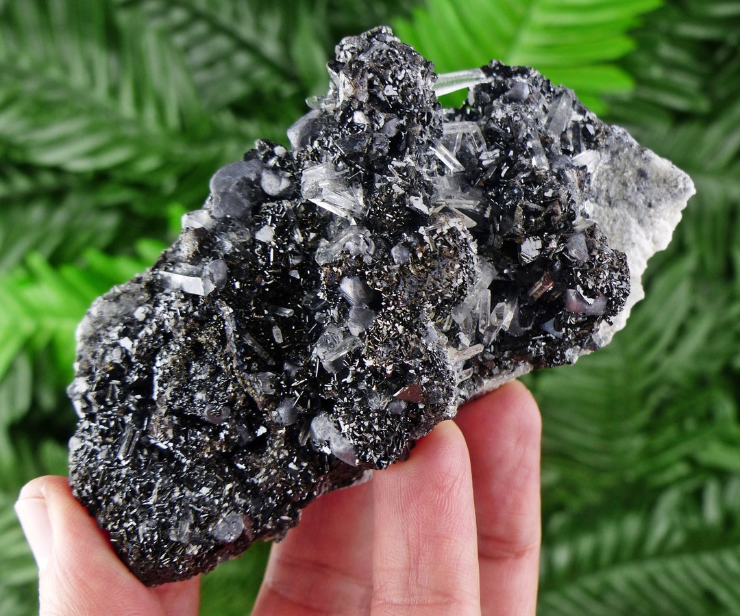 Black Sphalerite With Galena and Quartz, Raw Crystal, Natural Mineral ...