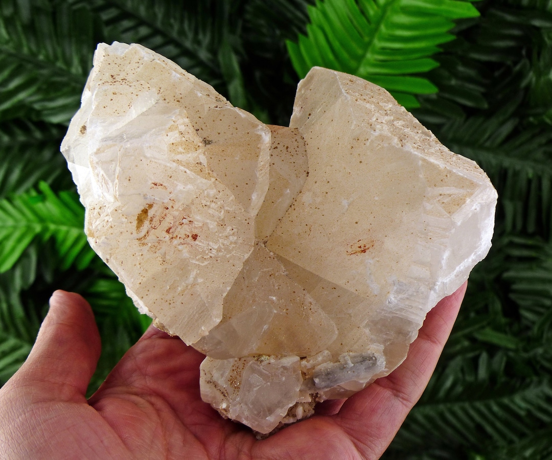 Big Fluorescent Calcite With Rhodochrosite, Raw Crystal, Natural ...