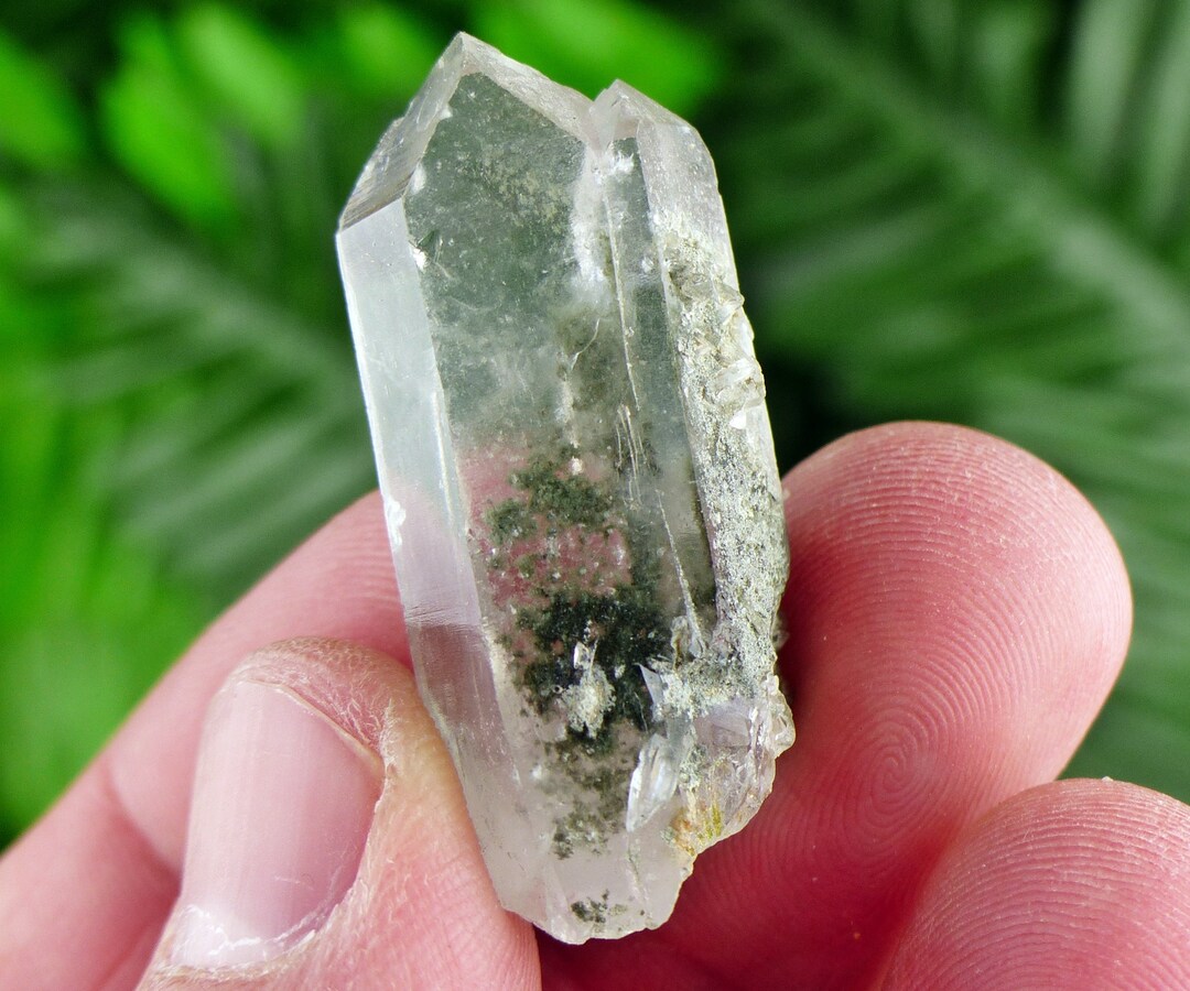 Rare Clear Quartz With Chlorite Inclusions, Raw Crystal, Natural ...