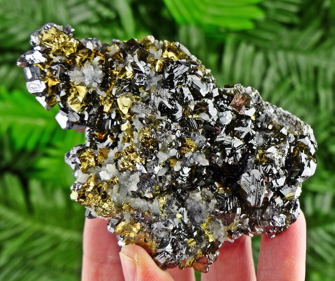 Amazing and Rare Green Gem Sphalerite With Chalcopyrite and Galena on Quartz, Raw Crystal ...