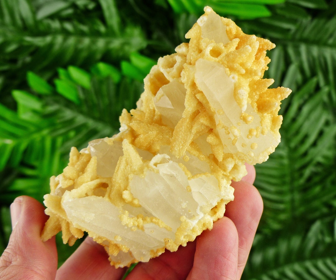 Amazing Milky Quartz With Yellow Calcite, Raw Crystal, Natural Mineral ...