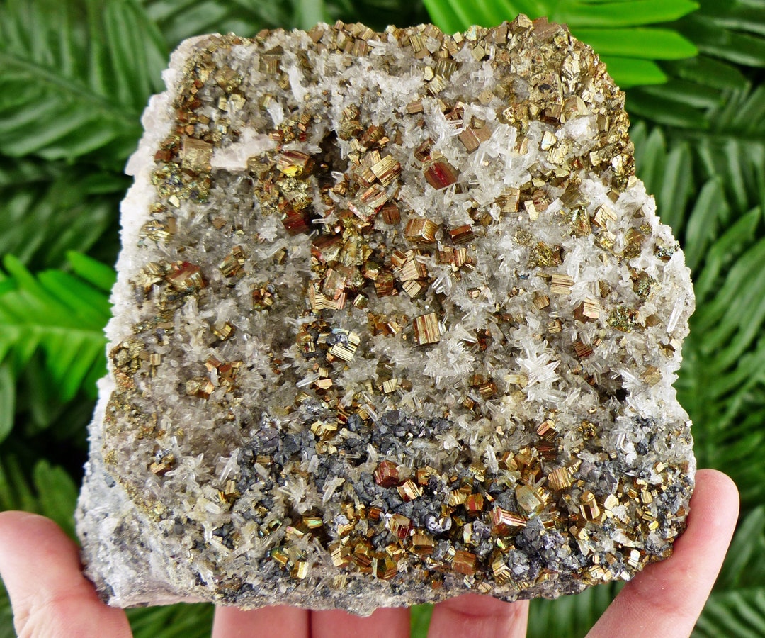 Amazing Quartz With Pyrite and Sphalerite, Raw Crystal, Natural Mineral ...