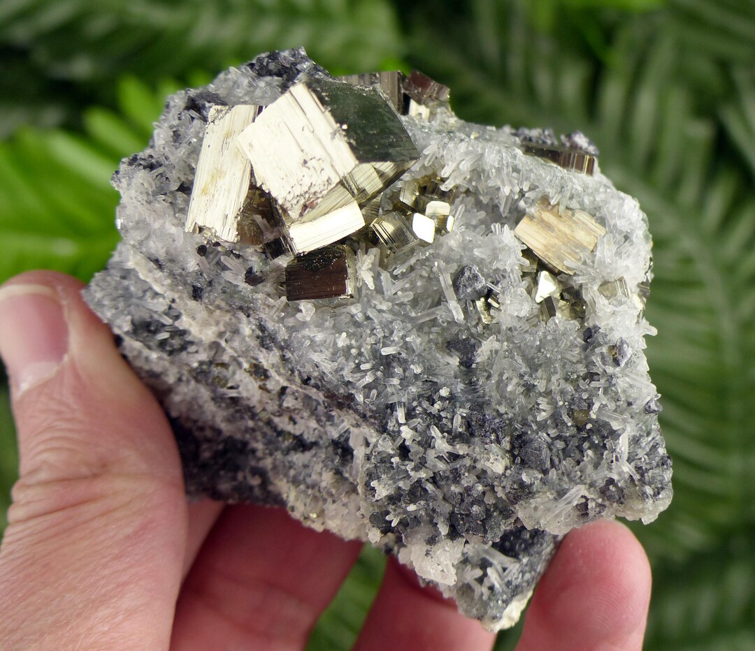 Amazing Pyrite on Quartz With Sphalerite, Raw Crystal, Natural Mineral ...