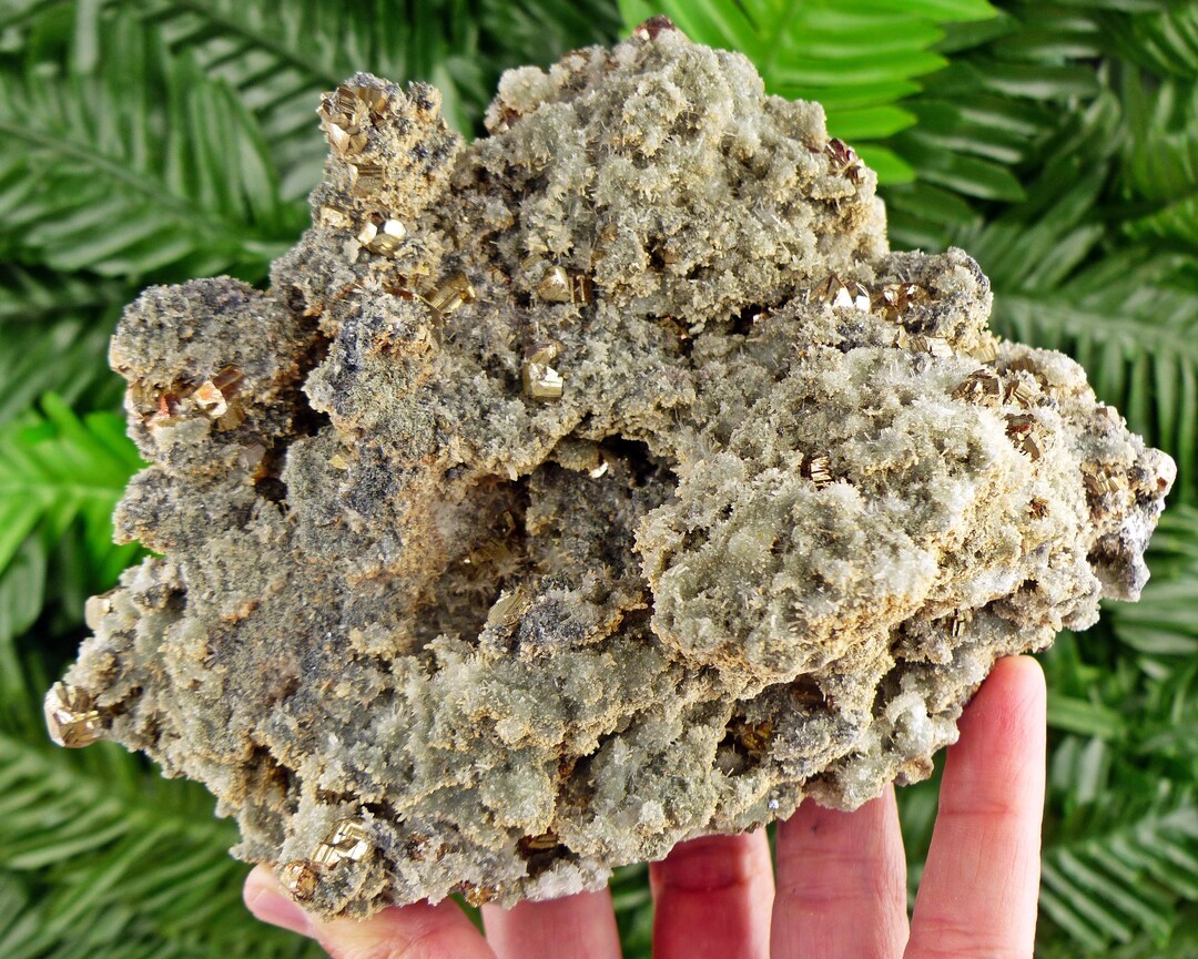 Amazing Green Prasem Quartz With Pyrite, Raw Crystal, Natural Mineral ...