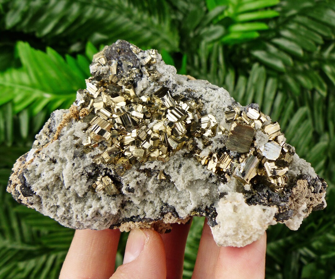 Pyrite With Calcite, Sphalerite, Raw Crystal, Natural Mineral, Crystal ...
