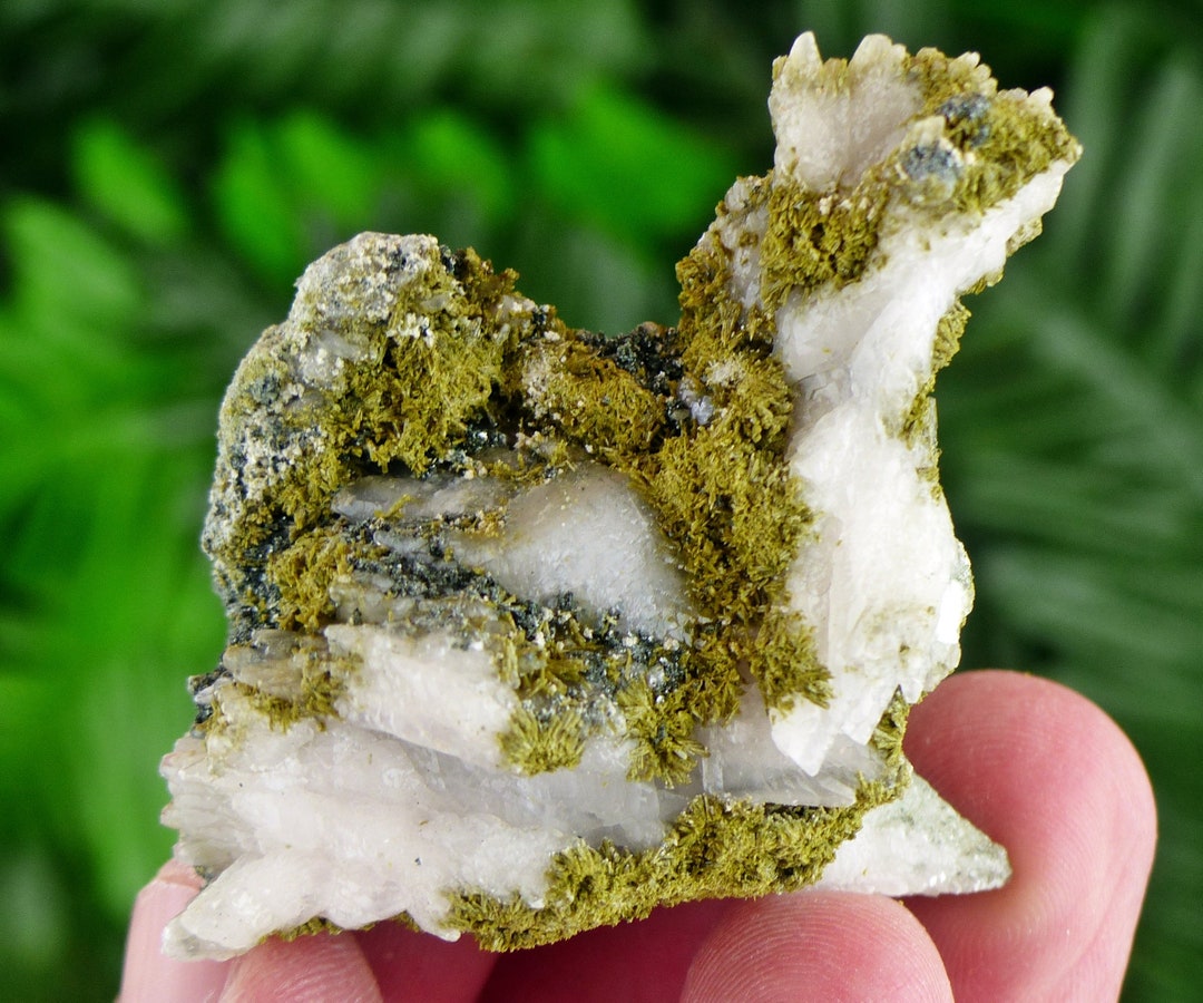 Rare Epidote With Calcite, Raw Crystal, Natural Mineral, Healing ...