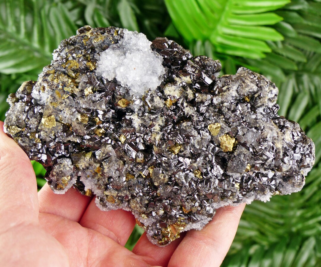 Amazing Pyrite With Sphalerite and Quartz, Raw Crystal, Natural Mineral ...
