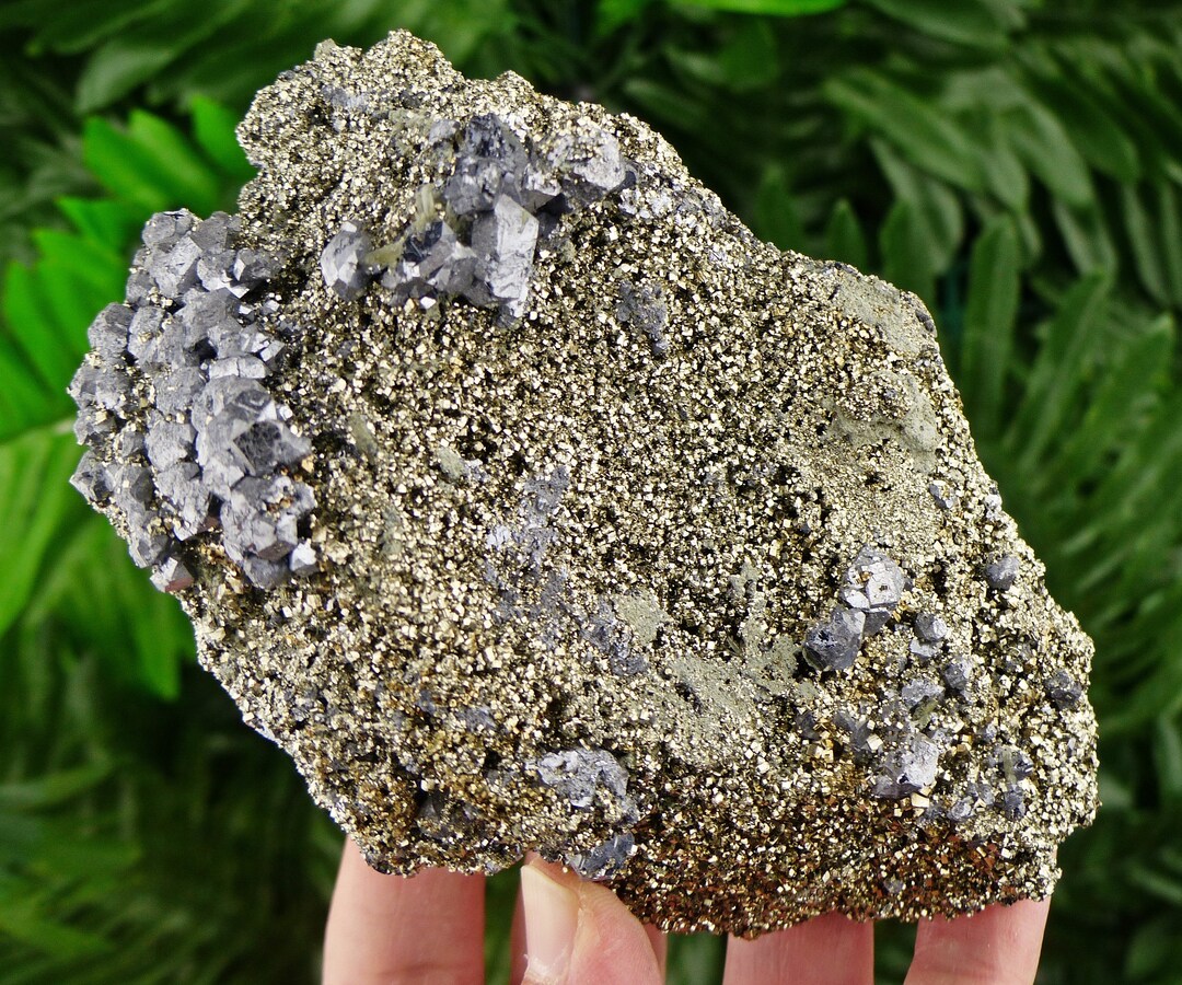 Big Pyrite Crystal With Shiny Galena, Natural Mineral, Raw Crystal ...