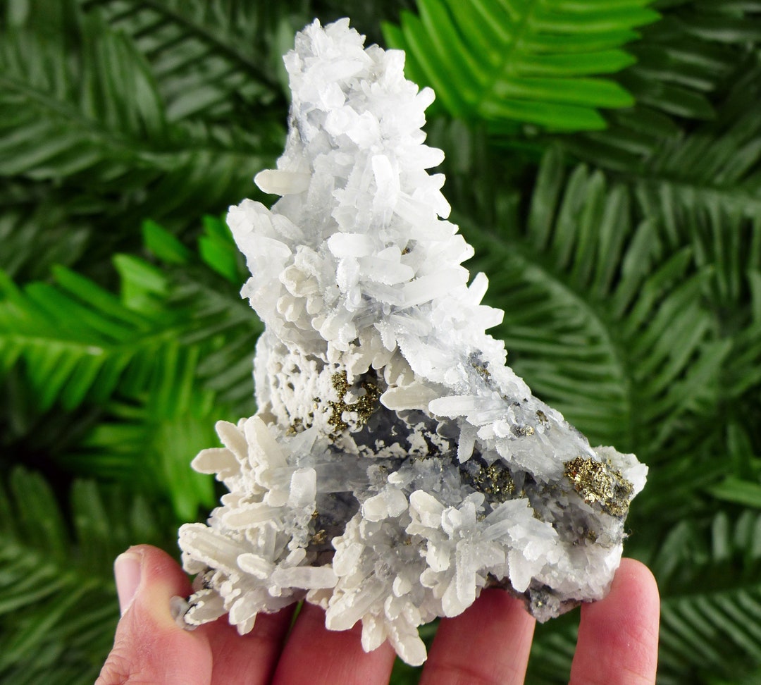 Amazing and Rare Milky Quartz With Snow White Calcite and Pyrite, Raw ...