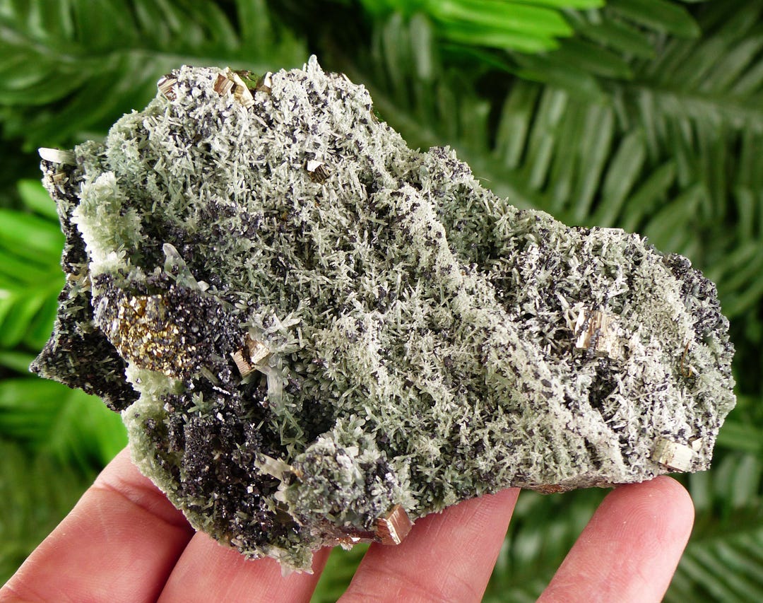 Amazing Green Prasem Quartz With Sphalerite and Chalcopyrite, Raw Crystal, Natural Mineral ...