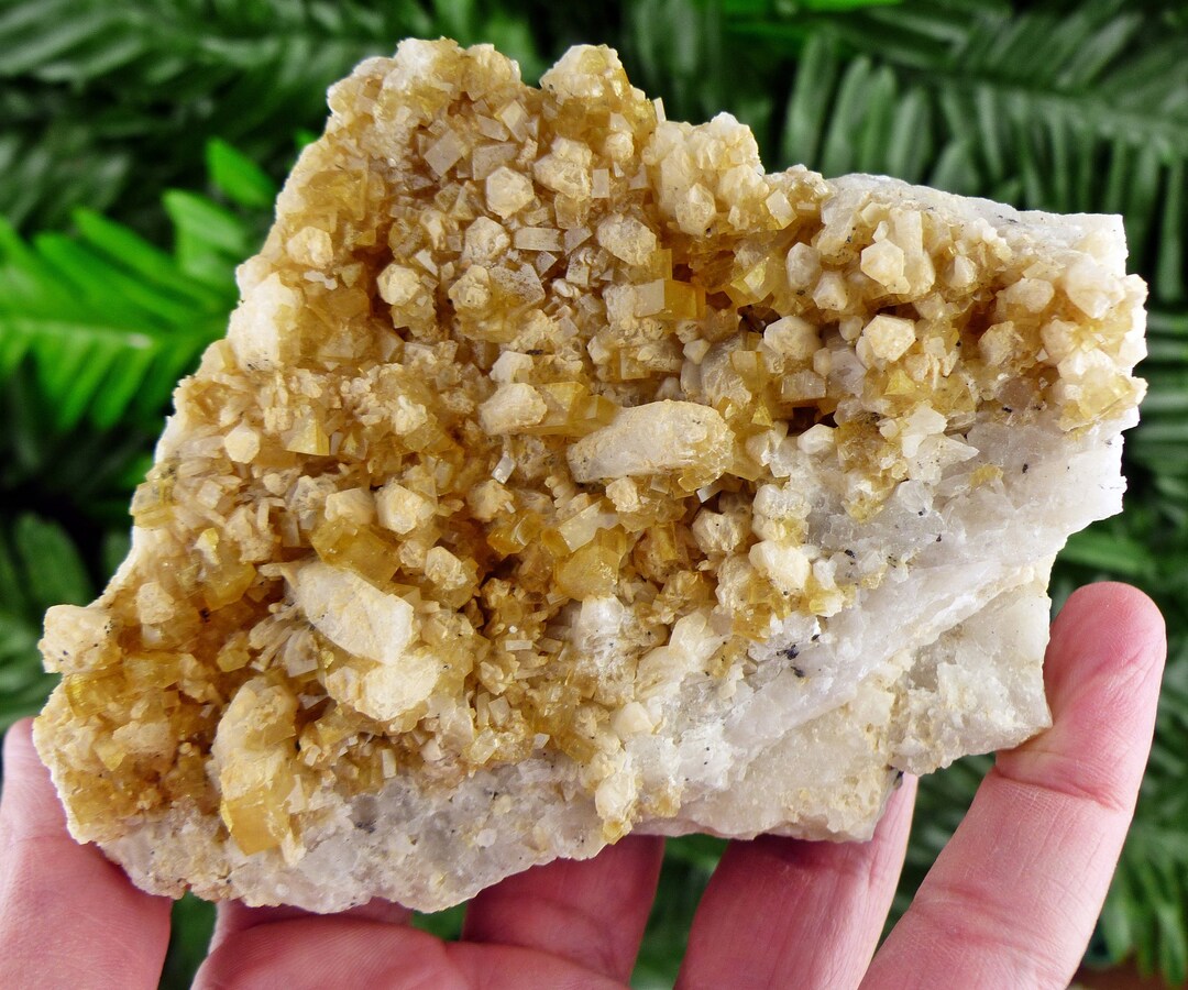 Rare Golden Baryte Crystals With Quartz, Raw Crystal, Natural Mineral ...