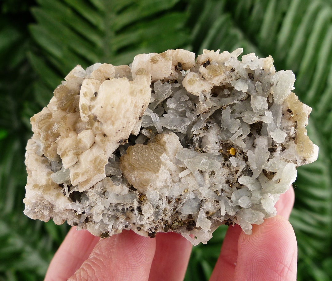 Rare Green Prasem Quartz With Pyrite and Calcite, Crystal, Mineral ...