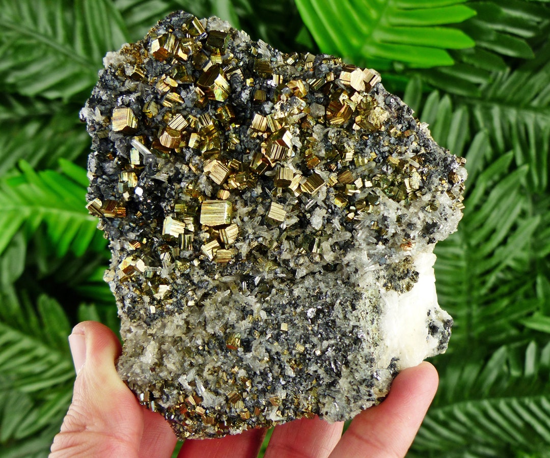 Amazing Shiny Pyrite Crystals With Quartz and Sphalerite, Raw Crystal ...