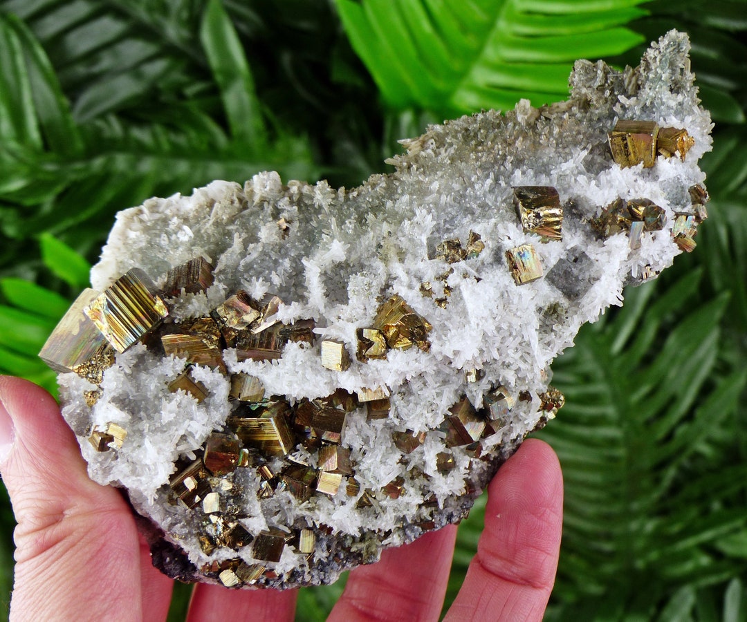 Amazing Quartz With Pyrite and Chlorite, Raw Crystal, Natural Mineral ...