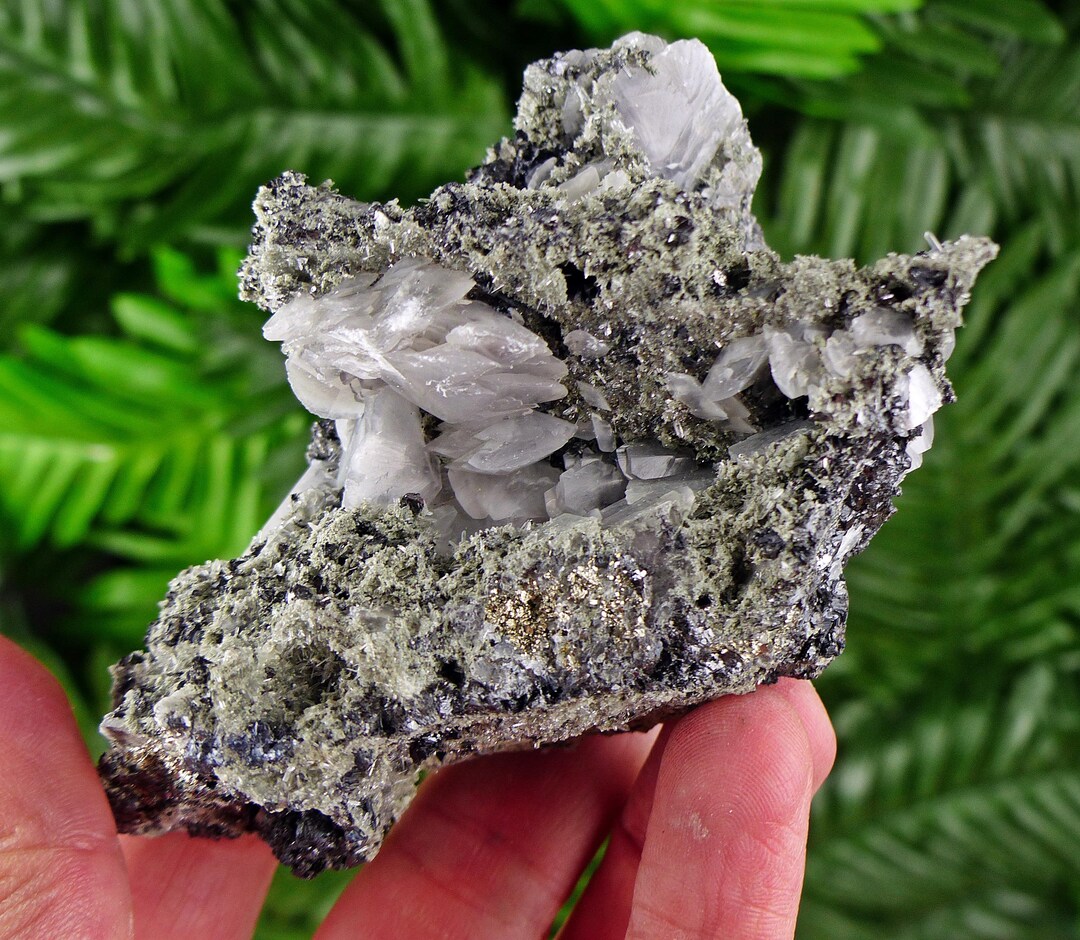 Amazing Sphalerite With Calcite and Quartz, Raw Crystal, Natural ...