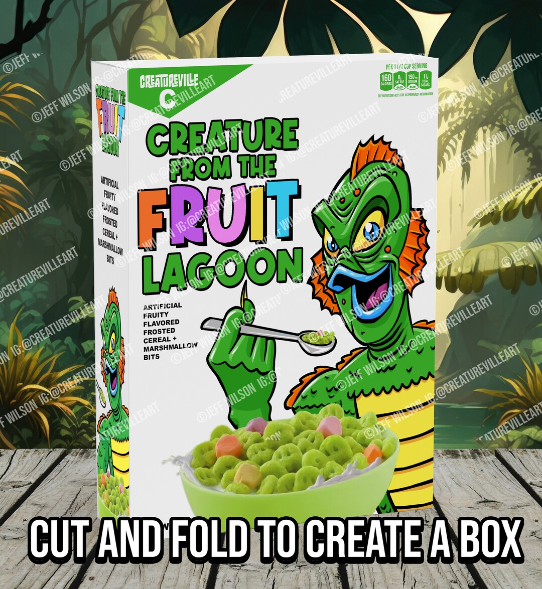 Creature From the Fruit Lagoon Cereal Box Print! - Etsy