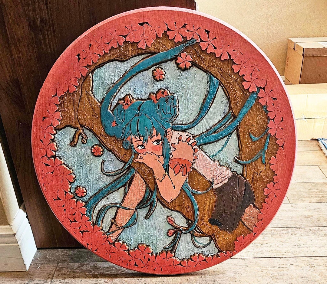 Anime Style Girl in a Tree Wood Carving - Etsy