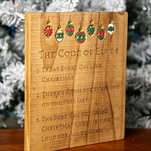 The Code of Elves Carved Wooden Christmas Sign - Etsy